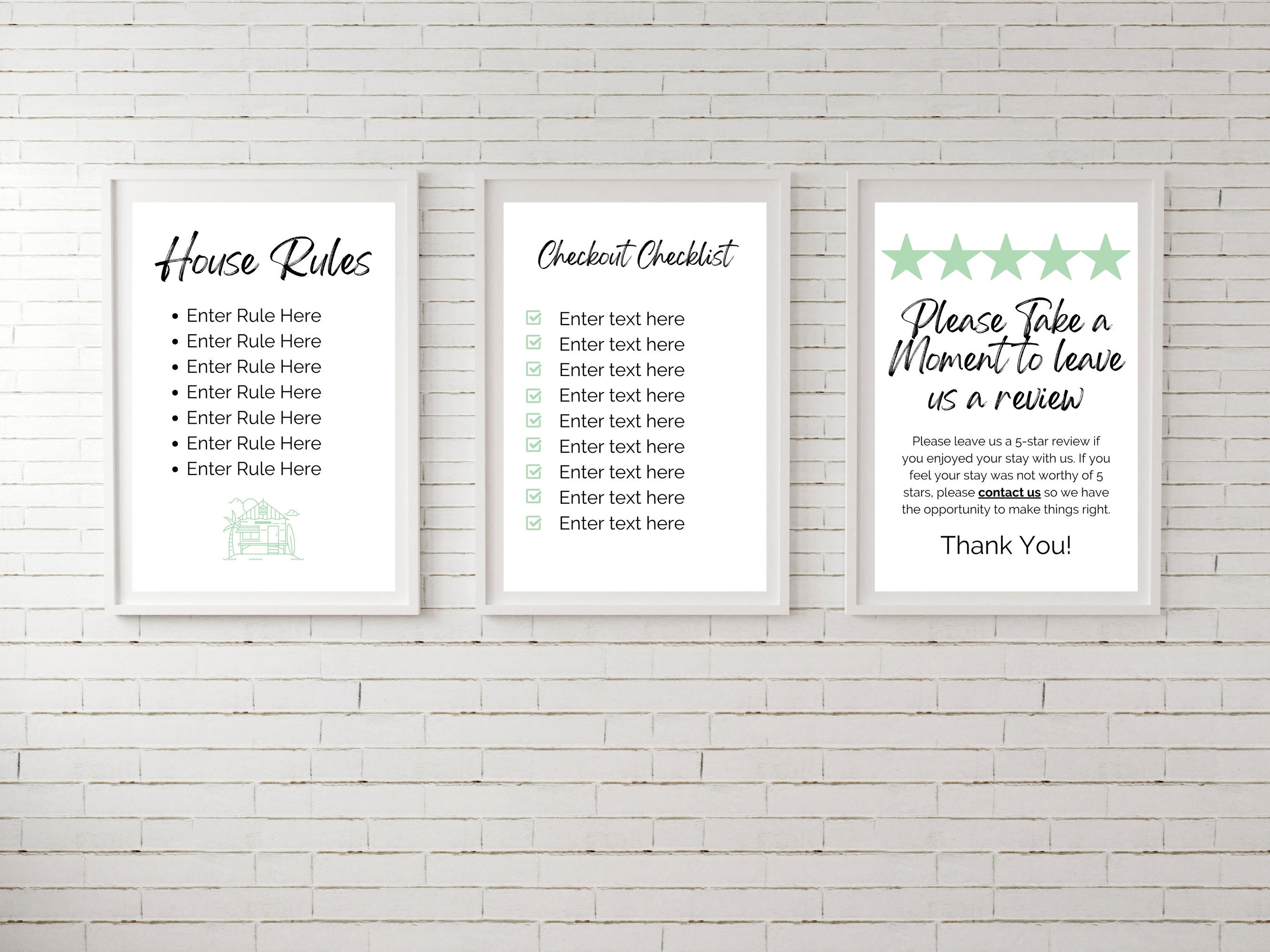 Vacation Rental Signs PRINTABLE BUNDLE Fresh Green Modern Signage House ...