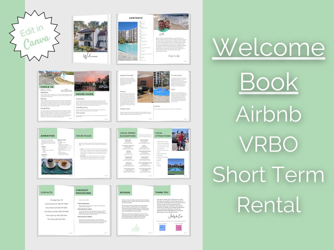 Airbnb Welcome Book Green Fresh Theme Short Term Rental Vacation Home ...