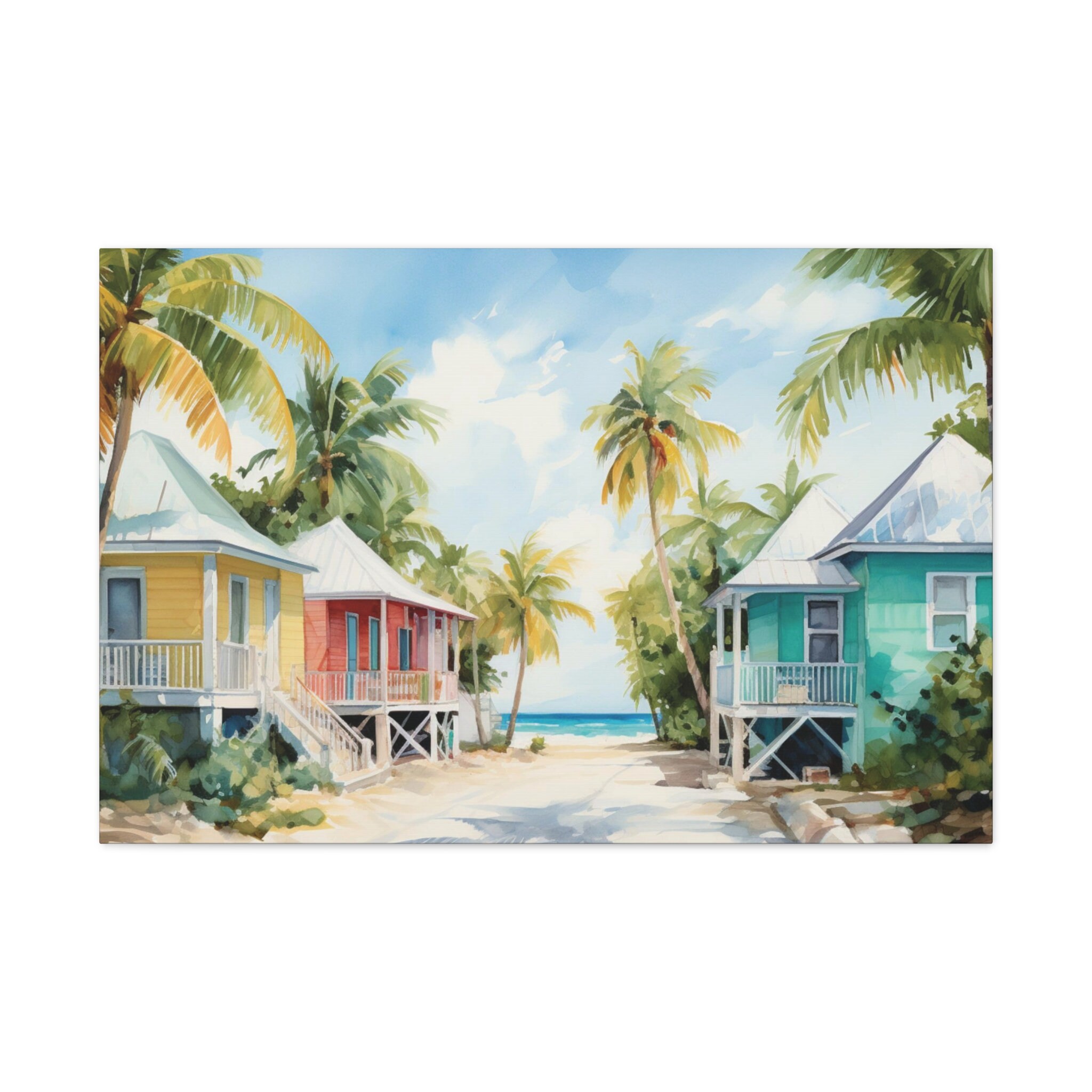 Key West Art Watercolor Beach Painting on Canvas Coastal - Etsy