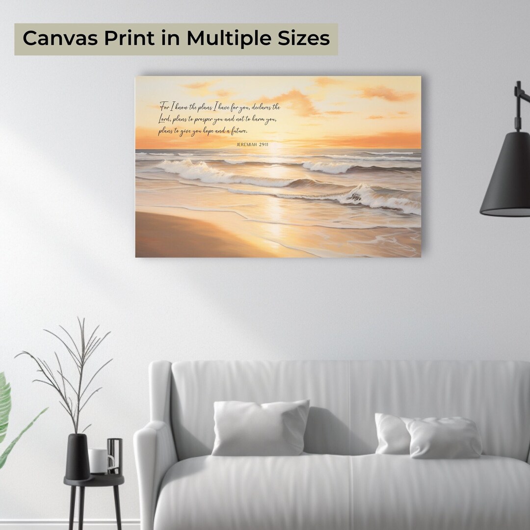 Jeremiah 29:11 Sunset Beach Canvas - Modern Christian Art With ...