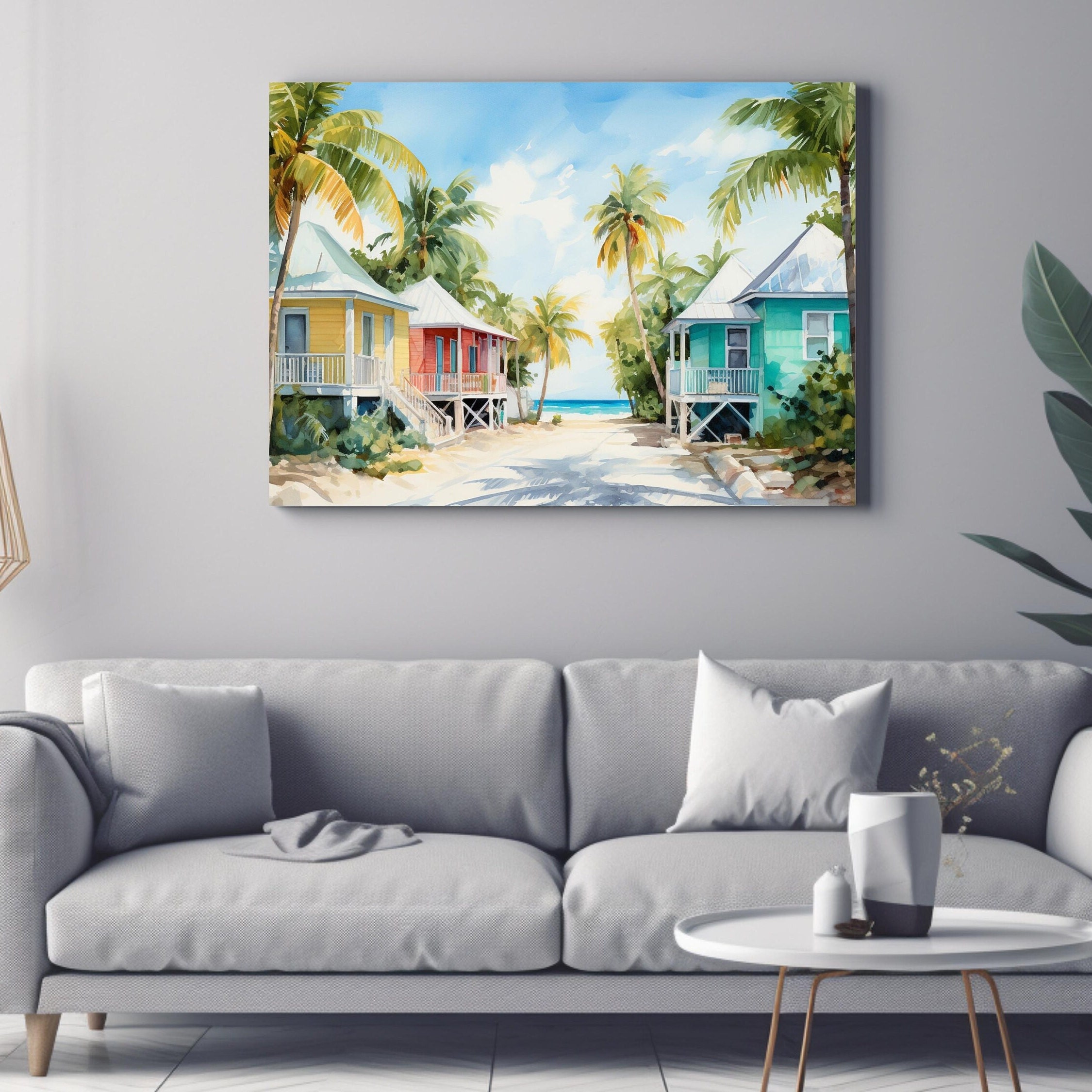 Key West Art Watercolor Beach Painting on Canvas Coastal - Etsy