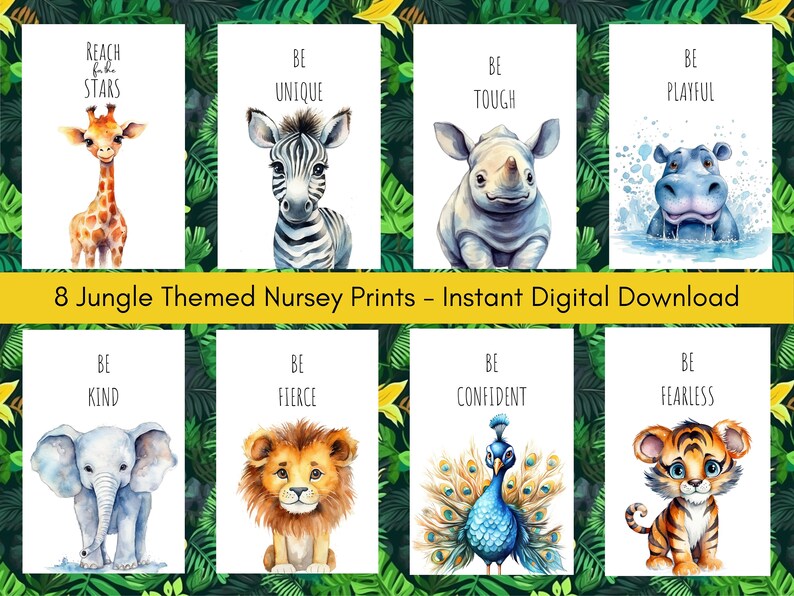 Digital Download Safari Nursery Prints Positive Affirmations Cute ...