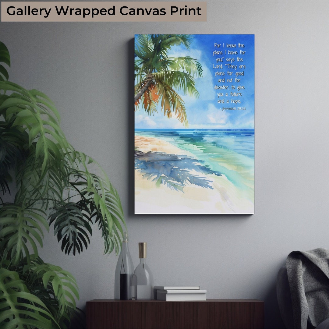 Tropical Beach Scene Canvas Print Jeremiah 29:11 Scripture Art ...