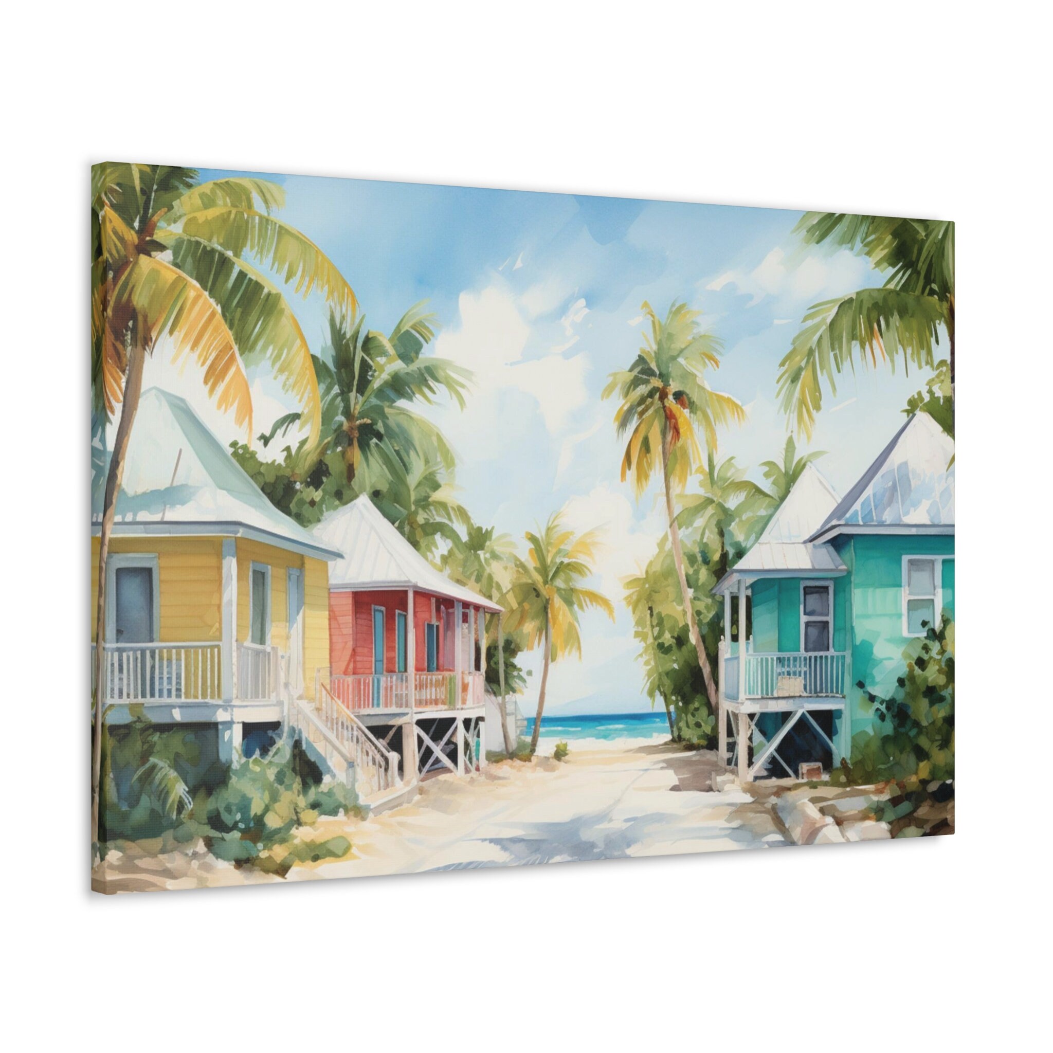 Key West Art Watercolor Beach Painting on Canvas Coastal - Etsy