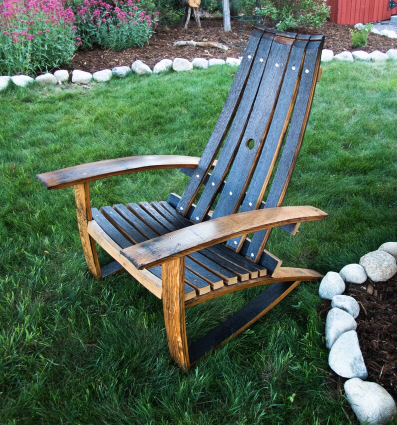 Barrel Adirondack Chair Set With Table and Footrests - Ships Fully ...