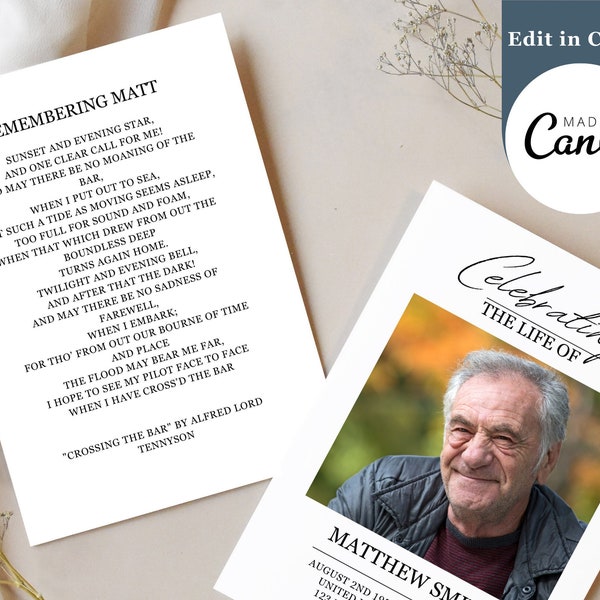 Funeral Program Funeral Program for Men Celebration of Life Program ...