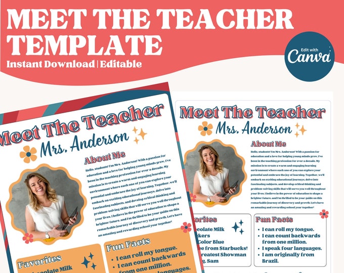 Meet the Teacher Template in Retro Pastel, Editable Meet the Teacher ...