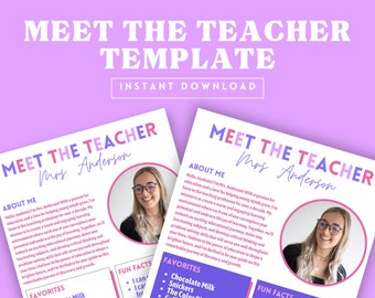 Meet the Teacher Template in Pink Yellow,editable Meet the Teacher ...