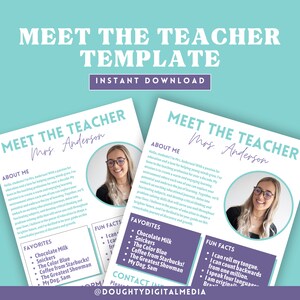 Purple and Teal Meet the Teacher Template,editable Meet the Teacher ...