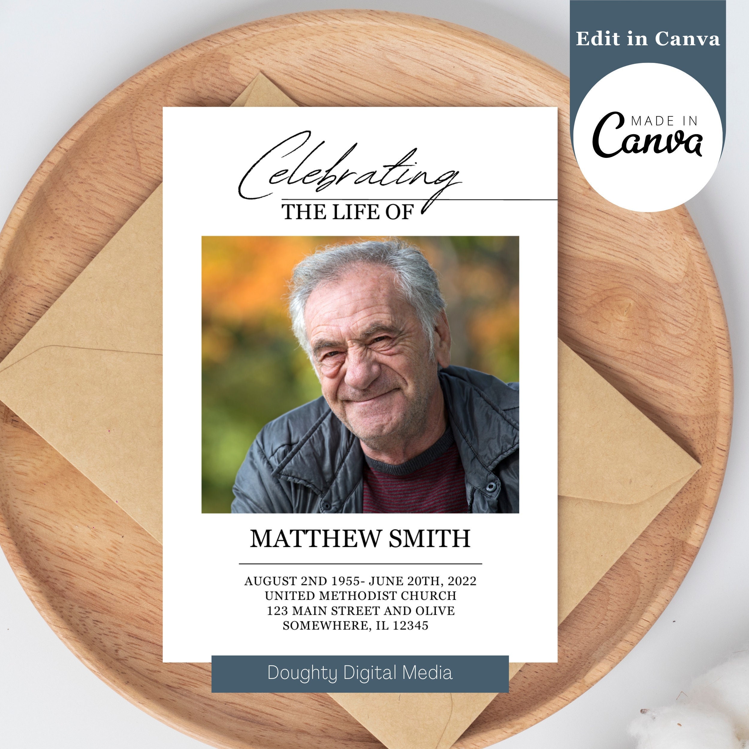 Funeral Program Funeral Program for Men Celebration of Life Program ...