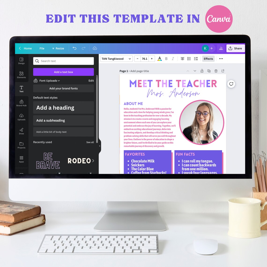 Meet the Teacher Template in Pink Yellow,editable Meet the Teacher ...