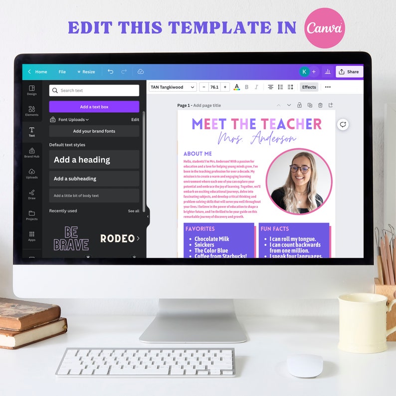 Meet the Teacher Template in Pink Yellow,editable Meet the Teacher ...