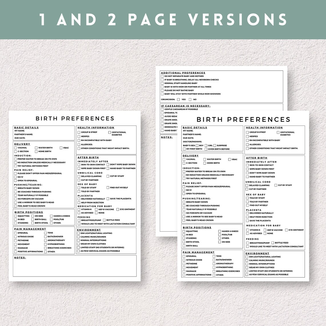 Birth Plan Template Editable Birth Plan Template Printable - Etsy
