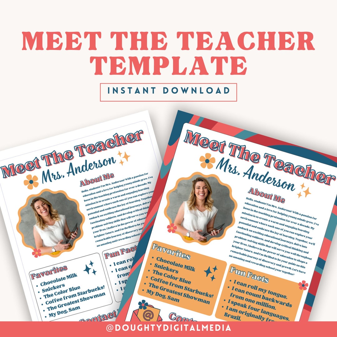 Meet the Teacher Template in Retro Pastel, Editable Meet the Teacher ...