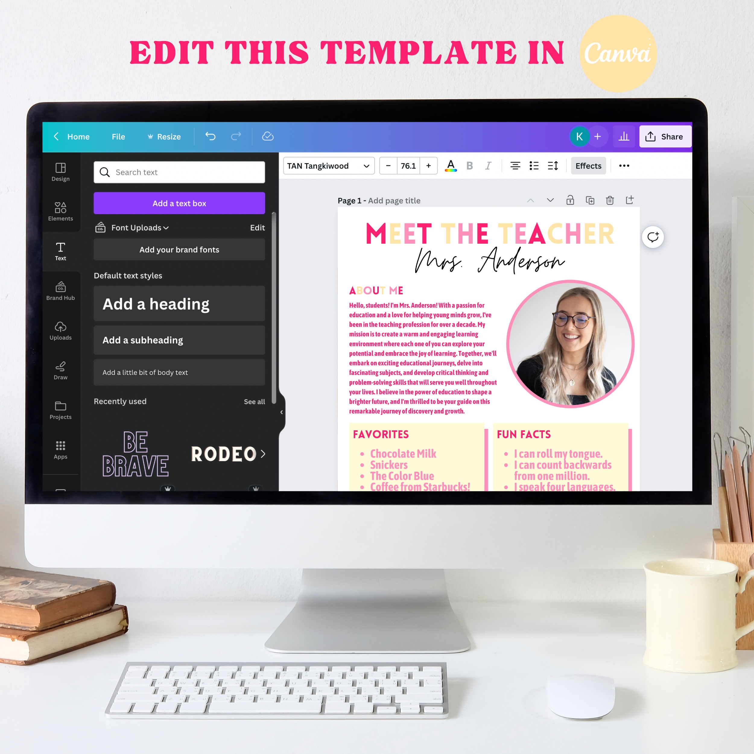 Meet the Teacher Template in Pink Yellow,editable Meet the Teacher ...