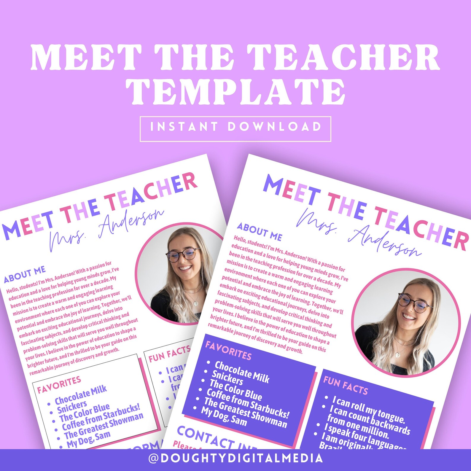 Meet the Teacher Template in Pink Yellow,editable Meet the Teacher ...