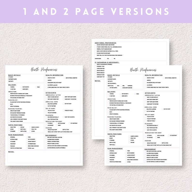 Birth Plan Template Editable Birth Plan Template Printable - Etsy