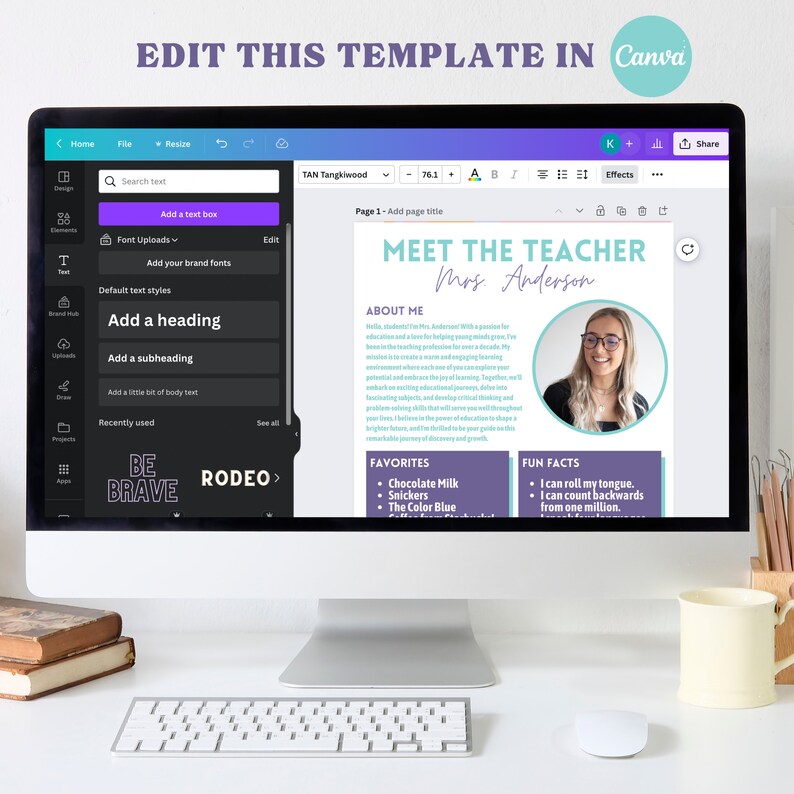 Purple and Teal Meet the Teacher Template,editable Meet the Teacher ...