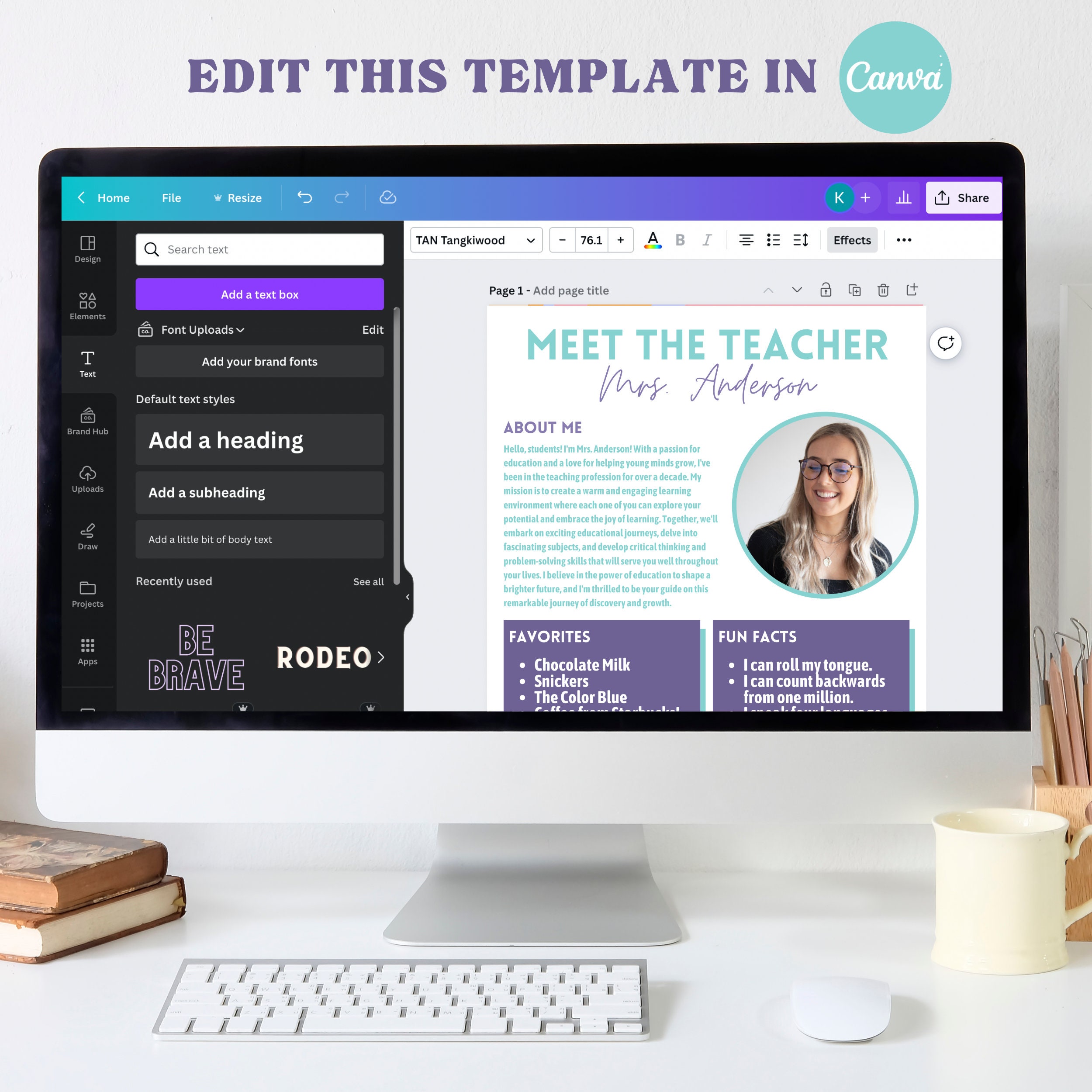 Purple and Teal Meet the Teacher Template,editable Meet the Teacher ...