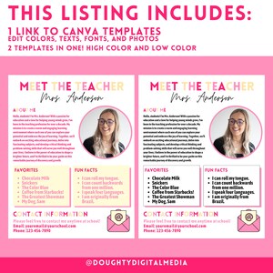 Meet the Teacher Template in Pink Yellow,editable Meet the Teacher ...