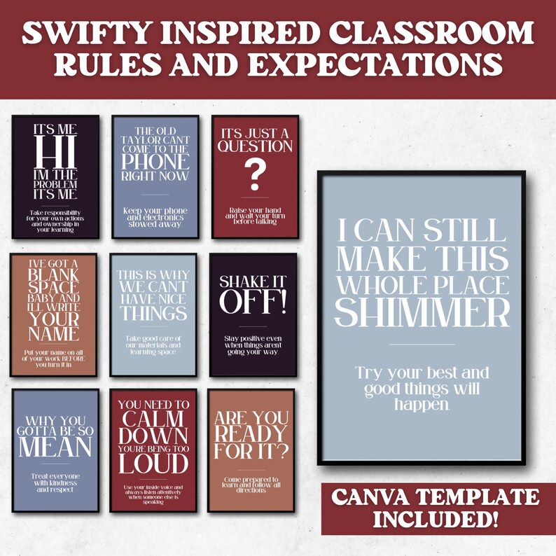 Swifty Classroom Rule Poster Decor Taylor Swift Inspired - Etsy