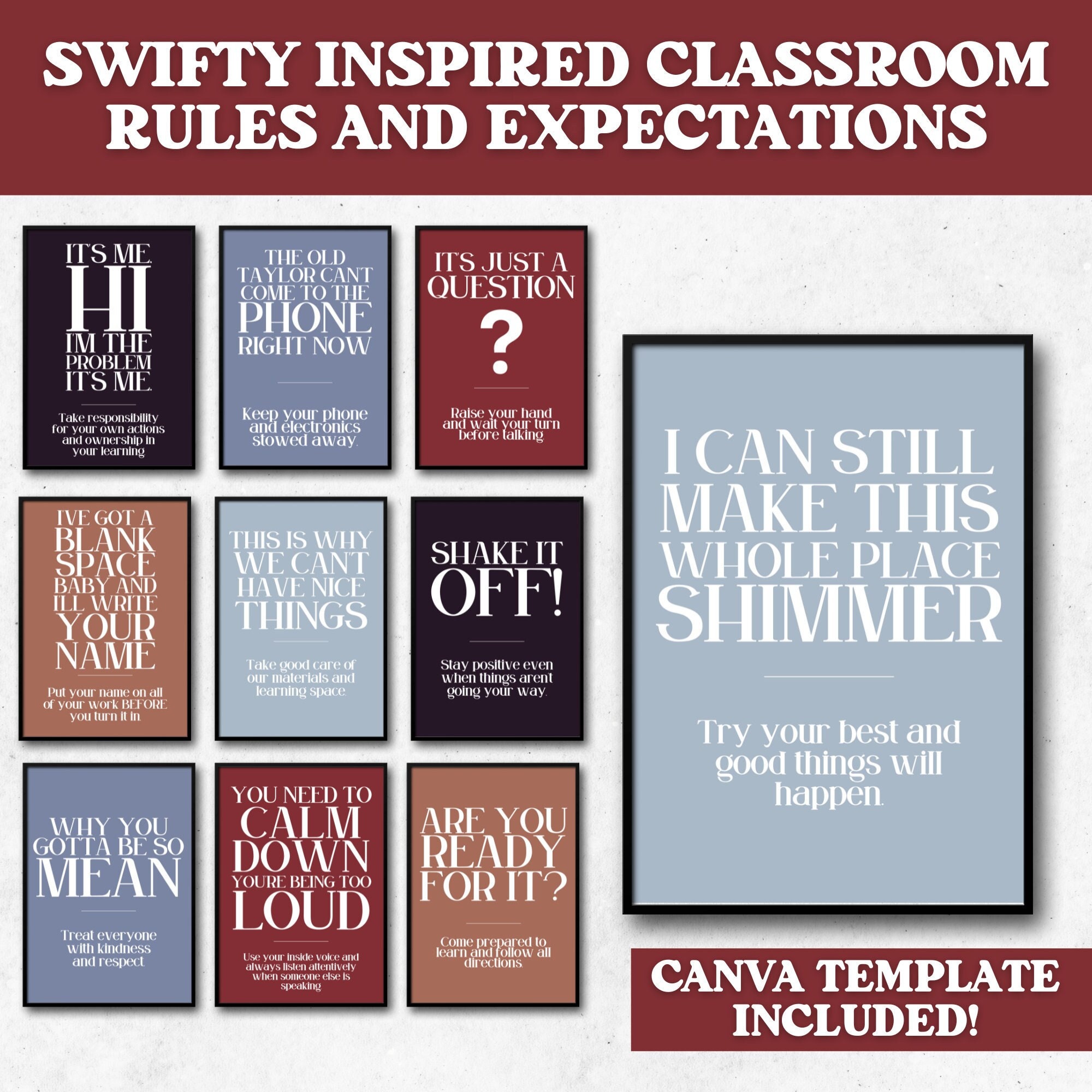 Swifty Classroom Rule Poster Decor Taylor Swift Inspired - Etsy