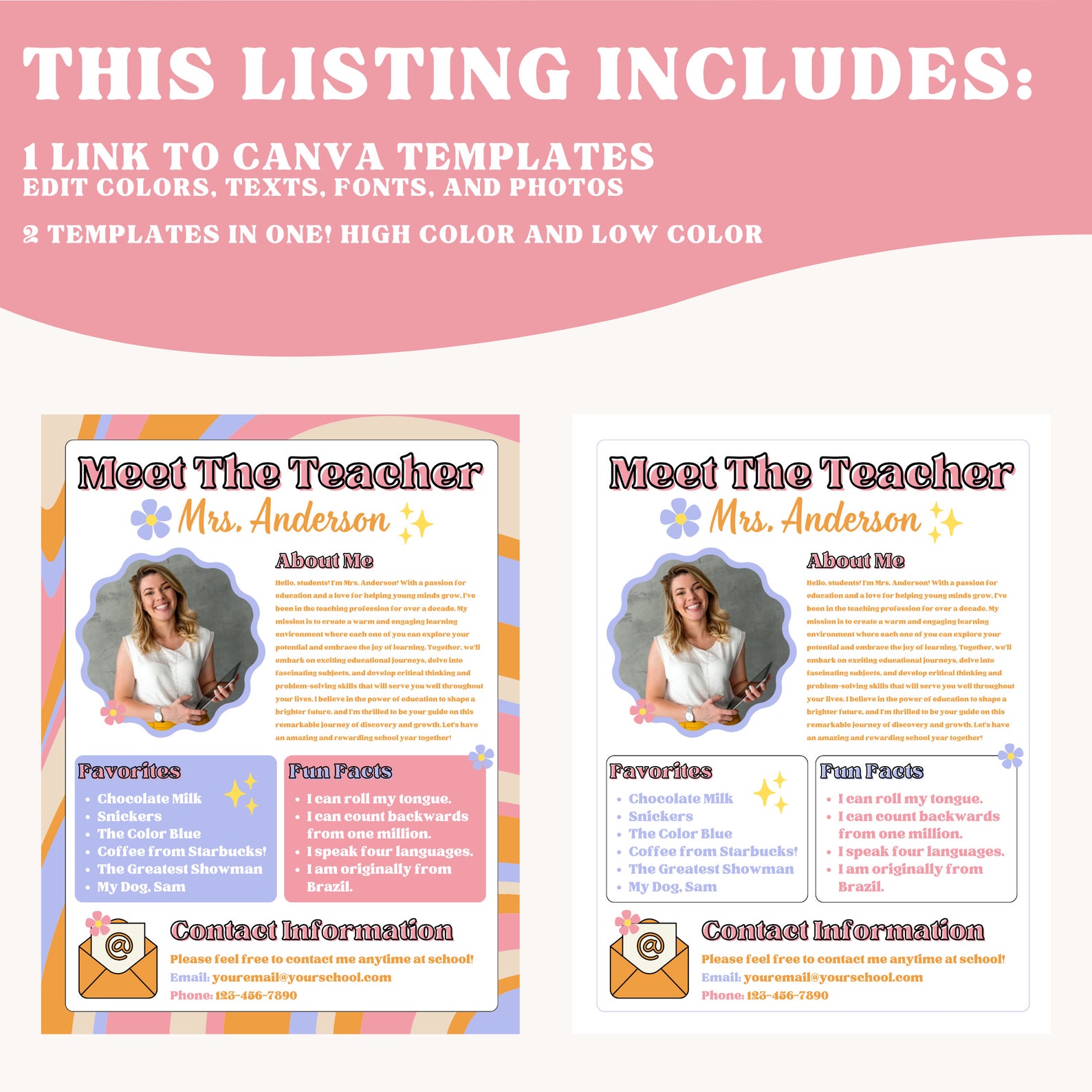 Meet the Teacher Template in Retro Pastel, Editable Meet the Teacher ...