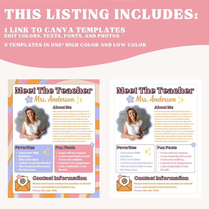 Meet the Teacher Template in Retro Pastel, Editable Meet the Teacher ...