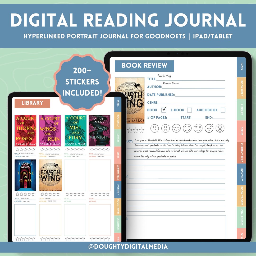 Digital Reading Journal Log, Reading Journal Digital, Reading Journal ...