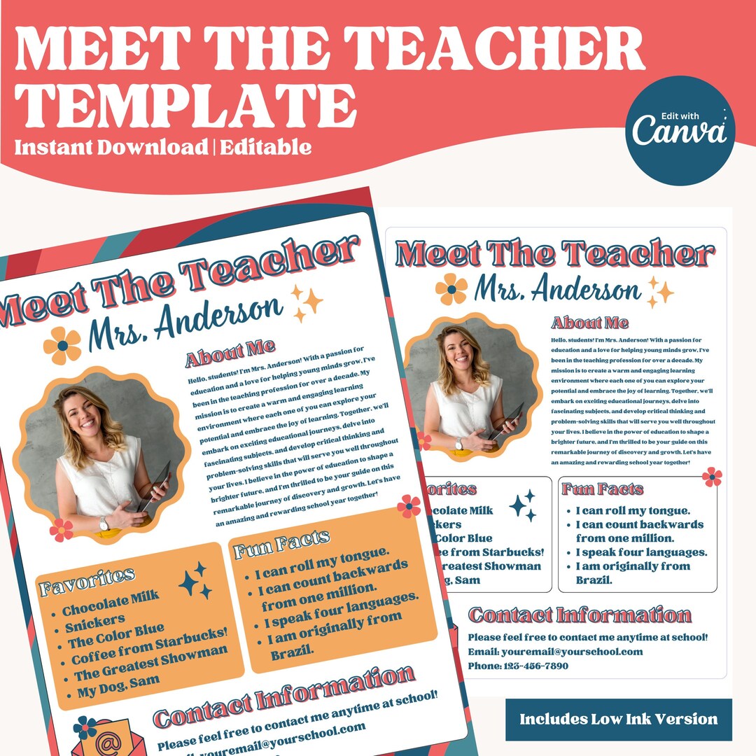 Meet the Teacher Template in Retro Pastel, Editable Meet the Teacher ...