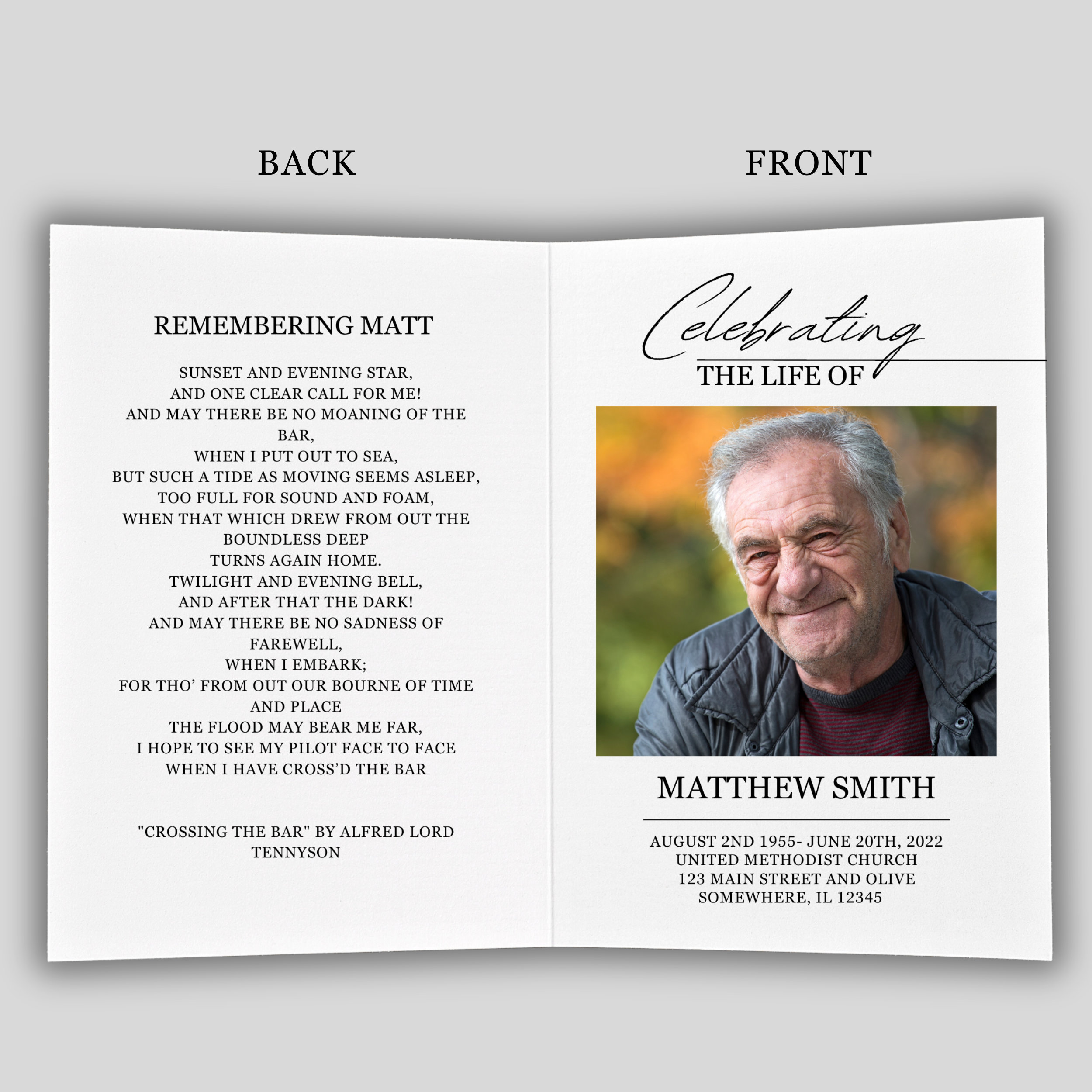 Funeral Program Funeral Program for Men Celebration of Life Program ...