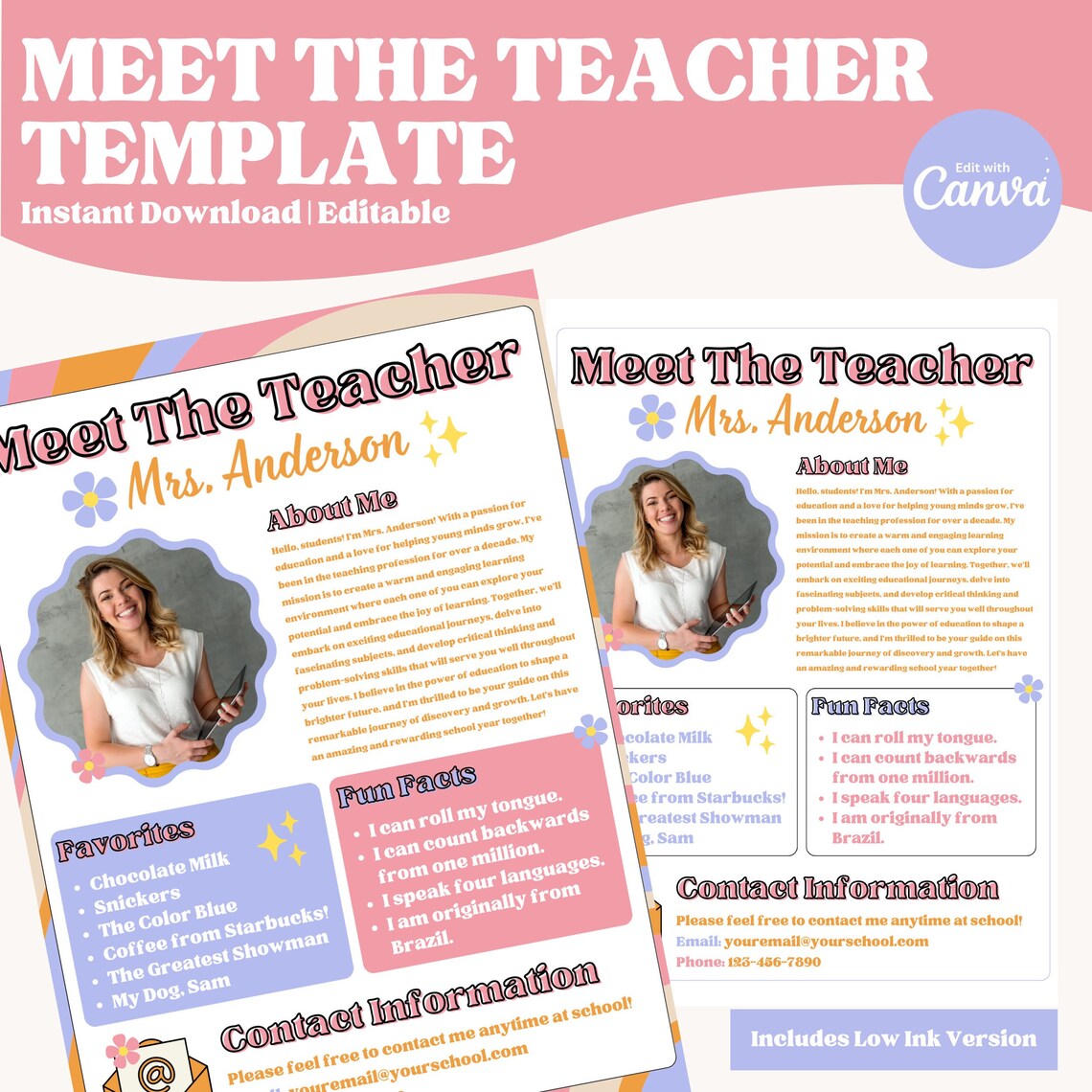 Meet the Teacher Template in Retro Pastel, Editable Meet the Teacher ...