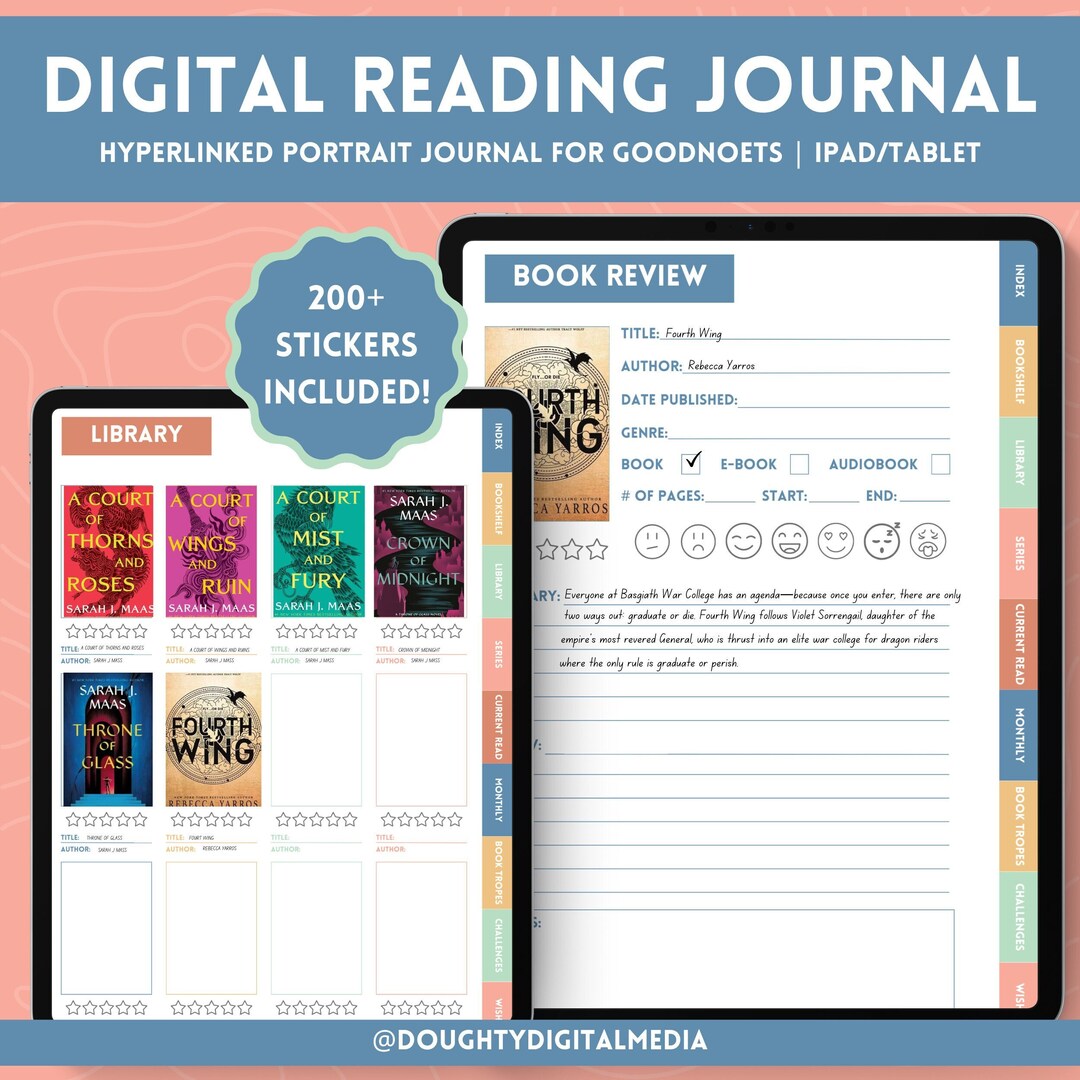 Digital Reading Journal Log, Reading Journal Digital, Reading Journal ...