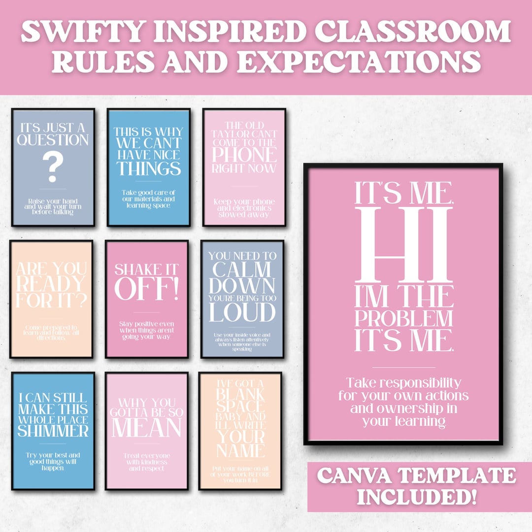 Swifty Classroom Rule Poster Decor | Taylor Swift Inspired Classroom ...