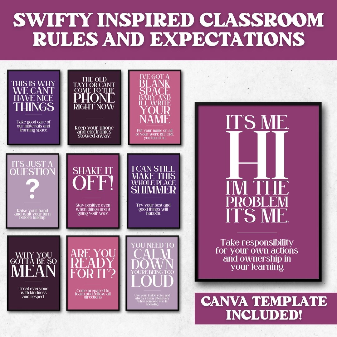 Swifty Classroom Rule Poster Decor | Taylor Swift Inspired Classroom ...