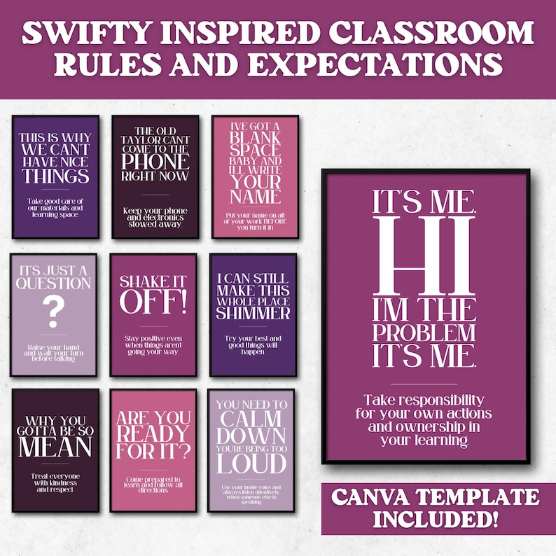 Swifty Classroom Rule Poster Decor Taylor Swift Inspired - Etsy