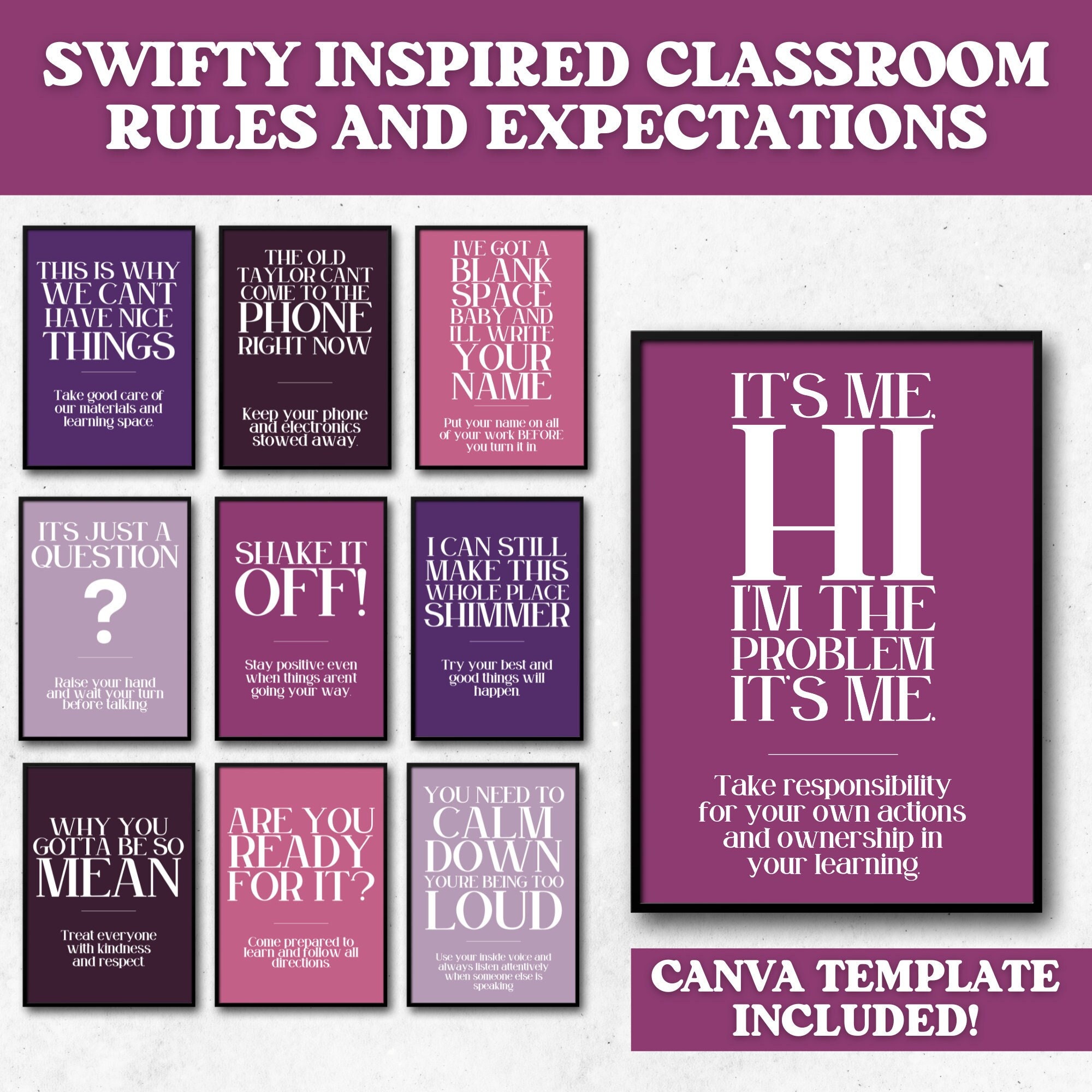 Swifty Classroom Rule Poster Decor Taylor Swift Inspired Classroom ...