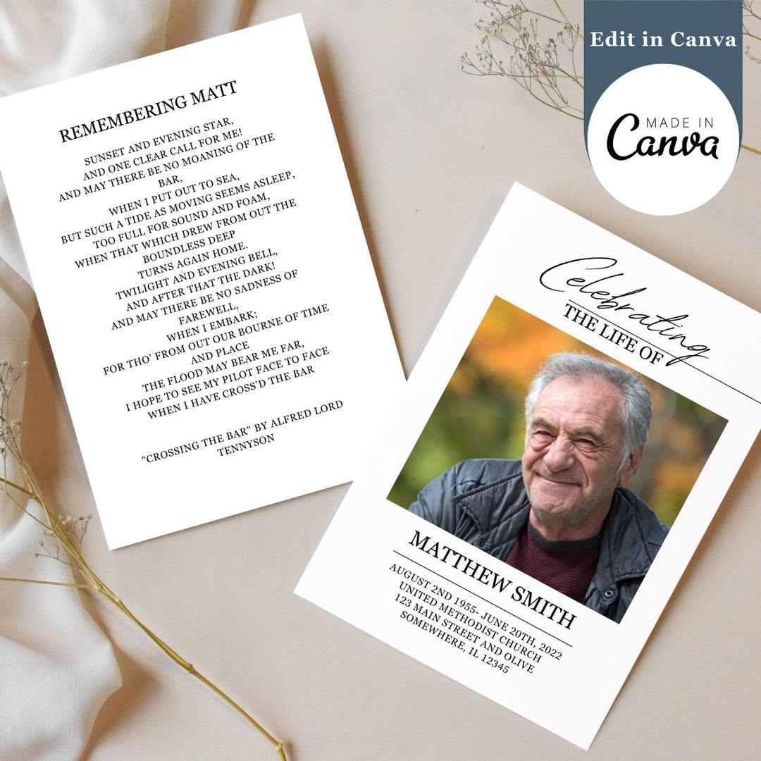 Funeral Program Funeral Program for Men Celebration of Life Program ...