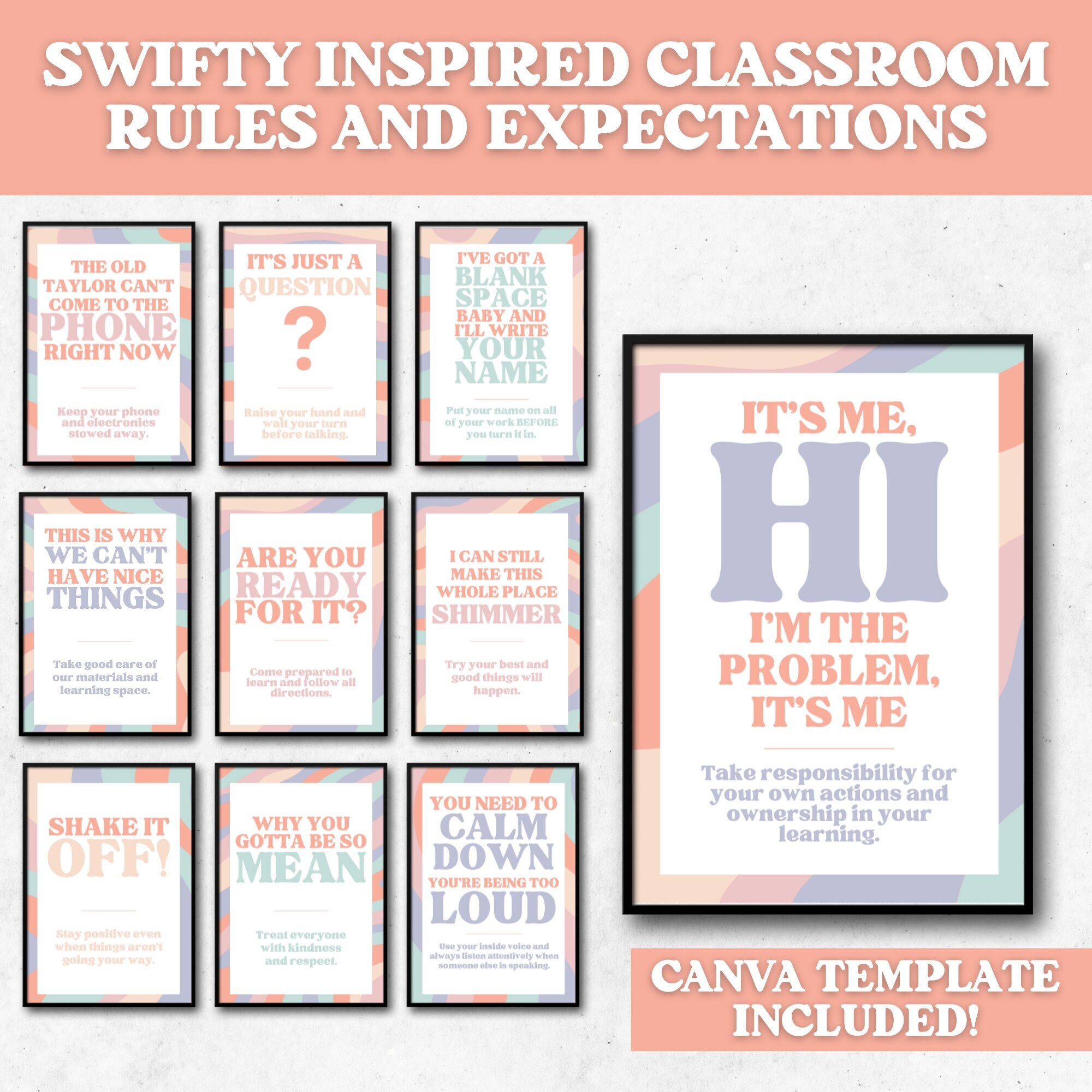 Swifty Classroom Rule Poster Decor Taylor Swift Inspired Classroom ...
