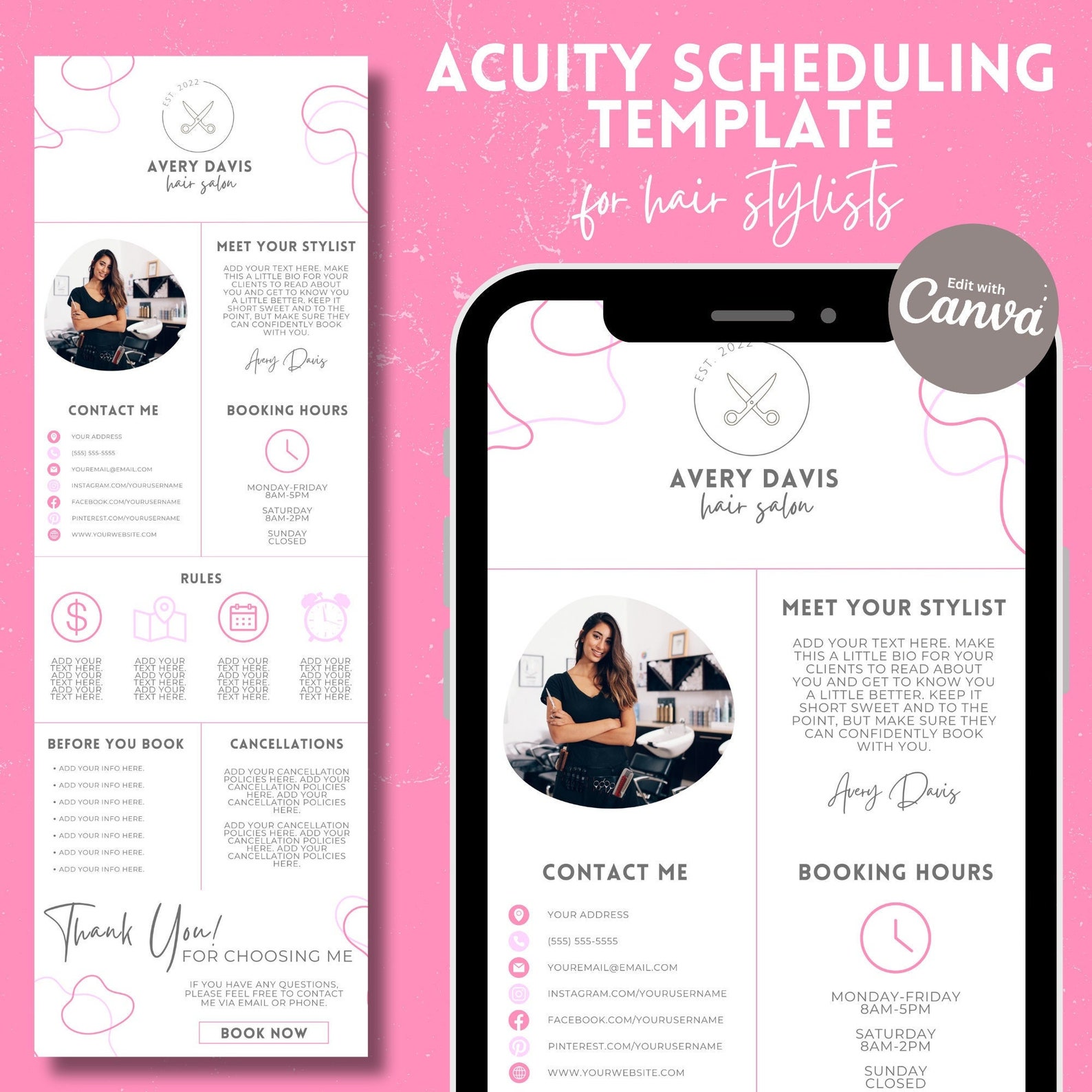 Acuity Scheduling Template Hair Stylist, Hair Acuity Website Template ...