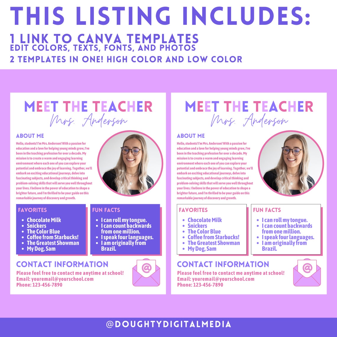 Meet the Teacher Template in Pink Yellow,editable Meet the Teacher ...