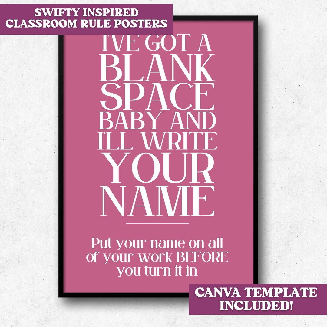 Swifty Classroom Rule Poster Decor | Taylor Swift Inspired Classroom ...