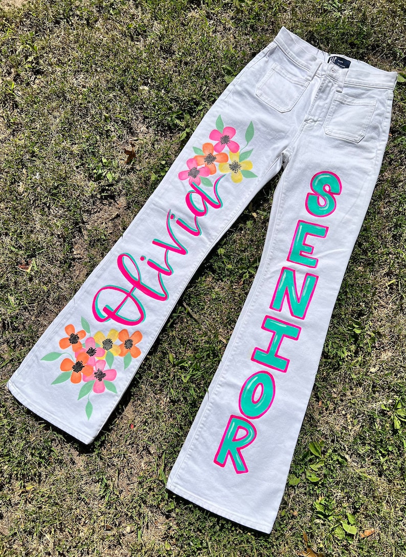 Senior Jeans-homecoming-senior Pants Hand Painted-custom Jeans-senior ...
