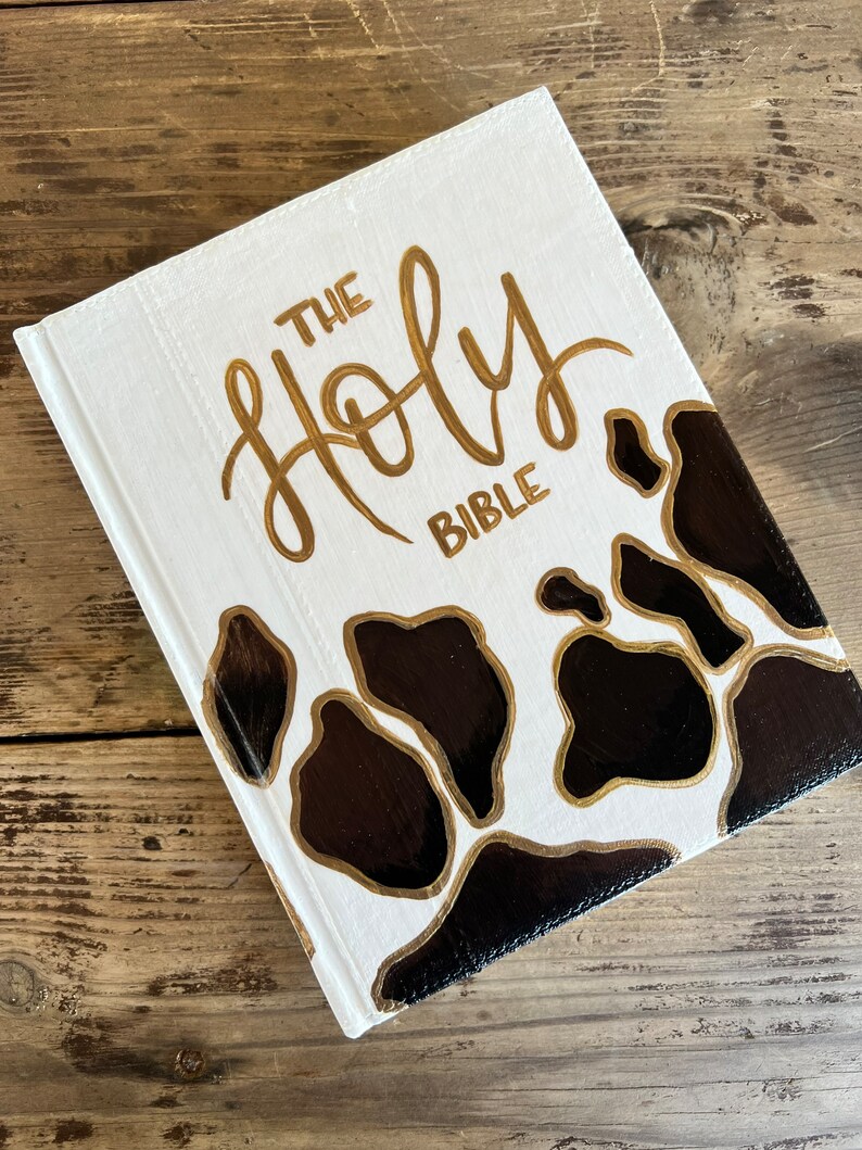 Hand Painted Cow Print Bible - Etsy