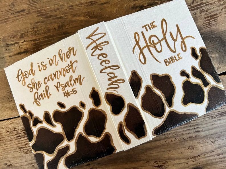 Hand Painted Cow Print Bible - Etsy