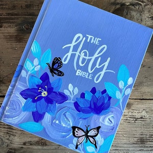 Hand Painted Floral and Butterfly Bible Cover - Etsy