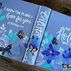 Hand Painted Floral and Butterfly Bible Cover - Etsy