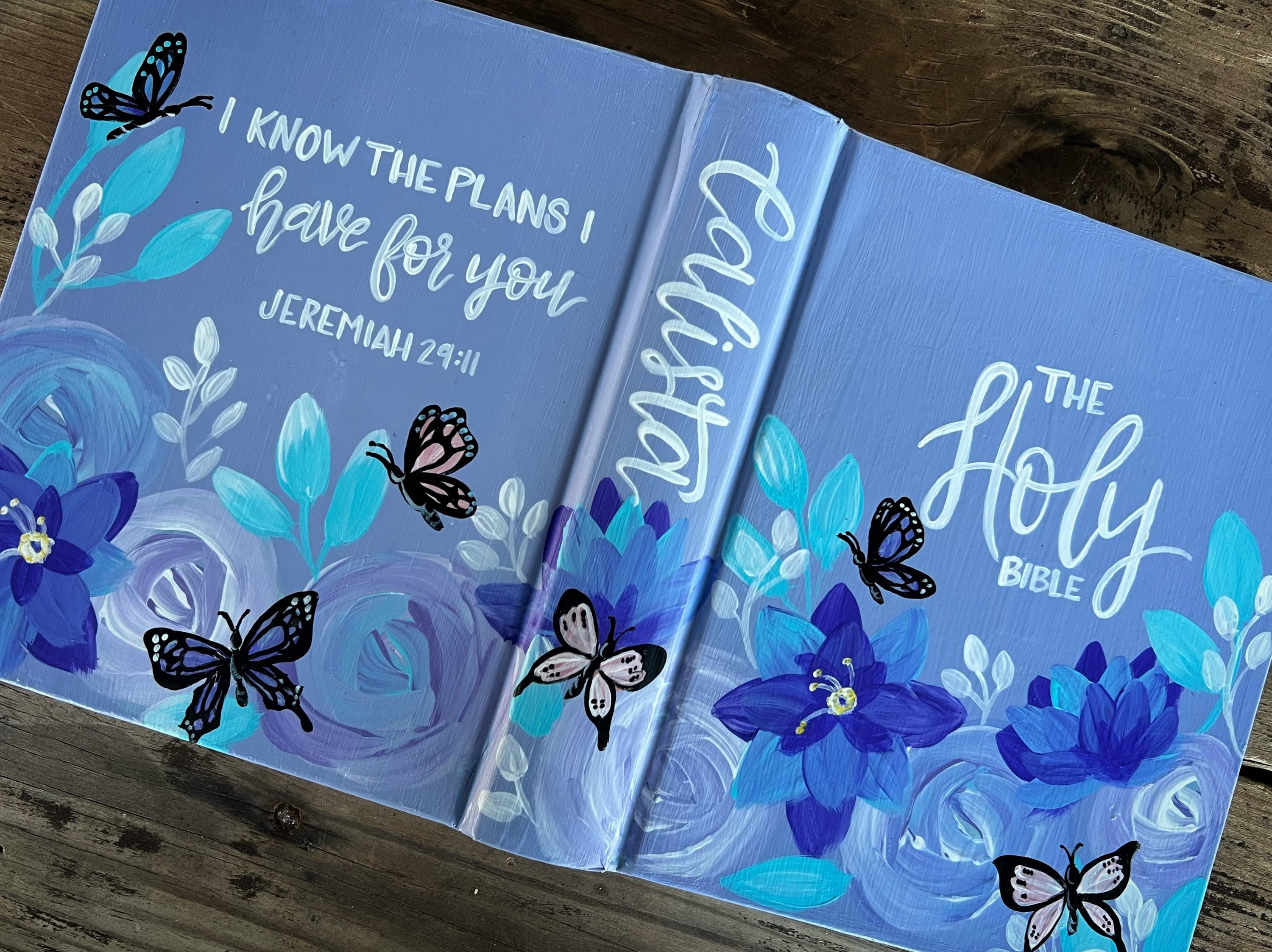 Hand Painted Floral and Butterfly Bible Cover - Etsy