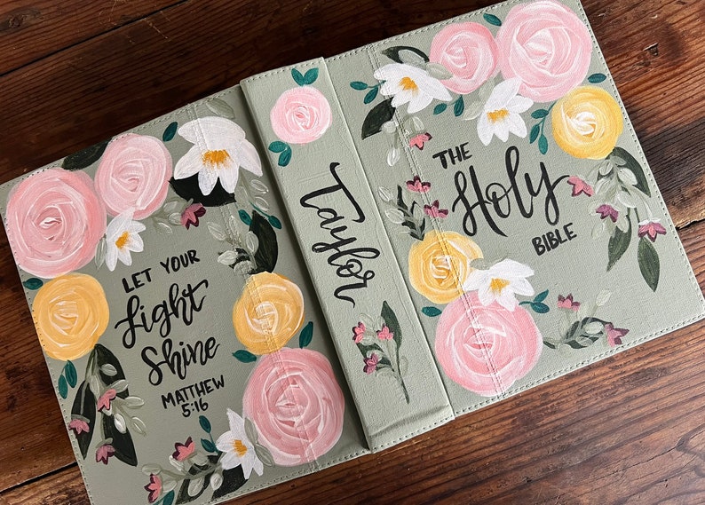 Hand Painted Floral Bible - Etsy