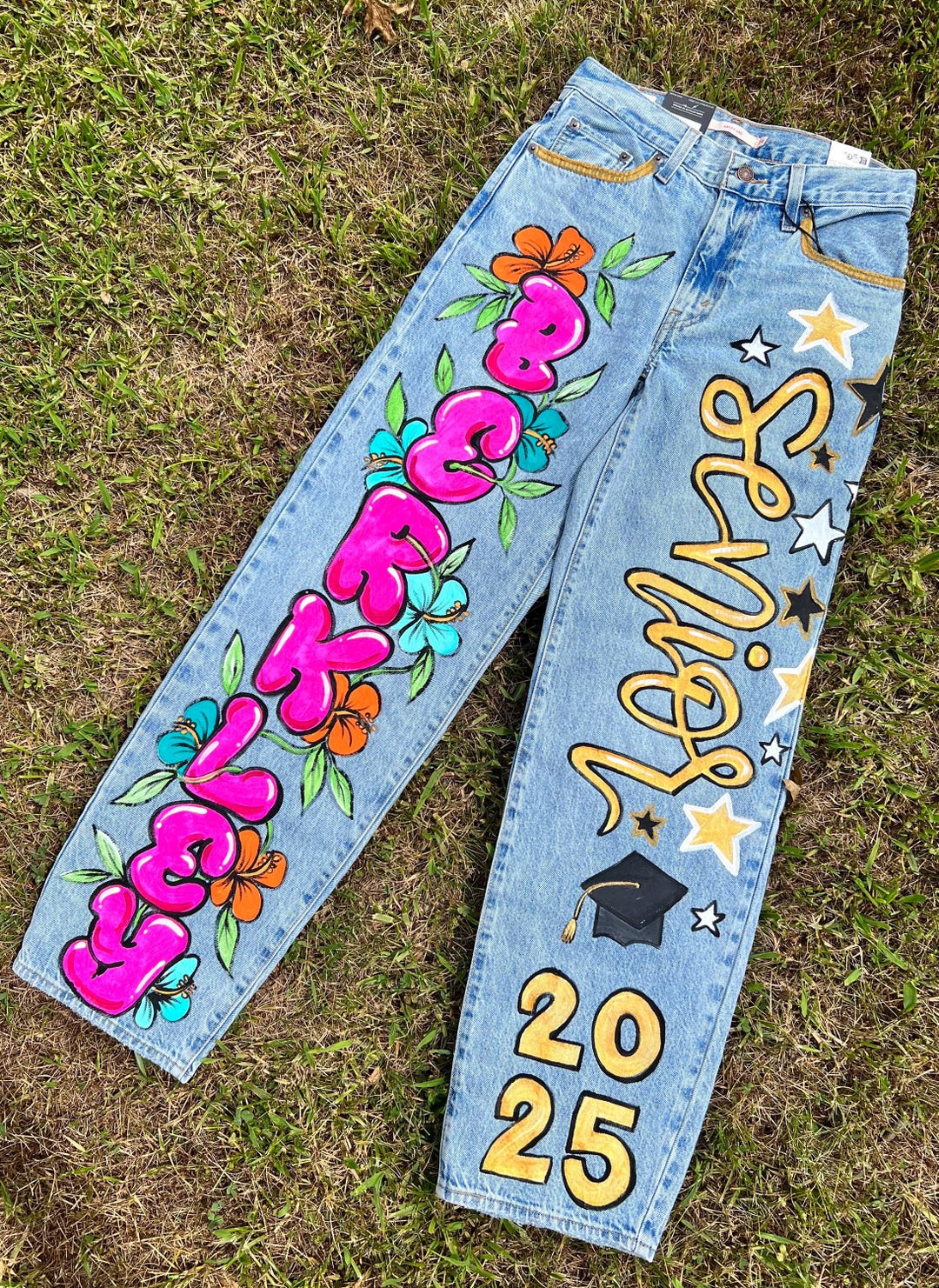 Senior Jeans-homecoming-senior Pants- Hand Painted-custom Jeans-senior ...